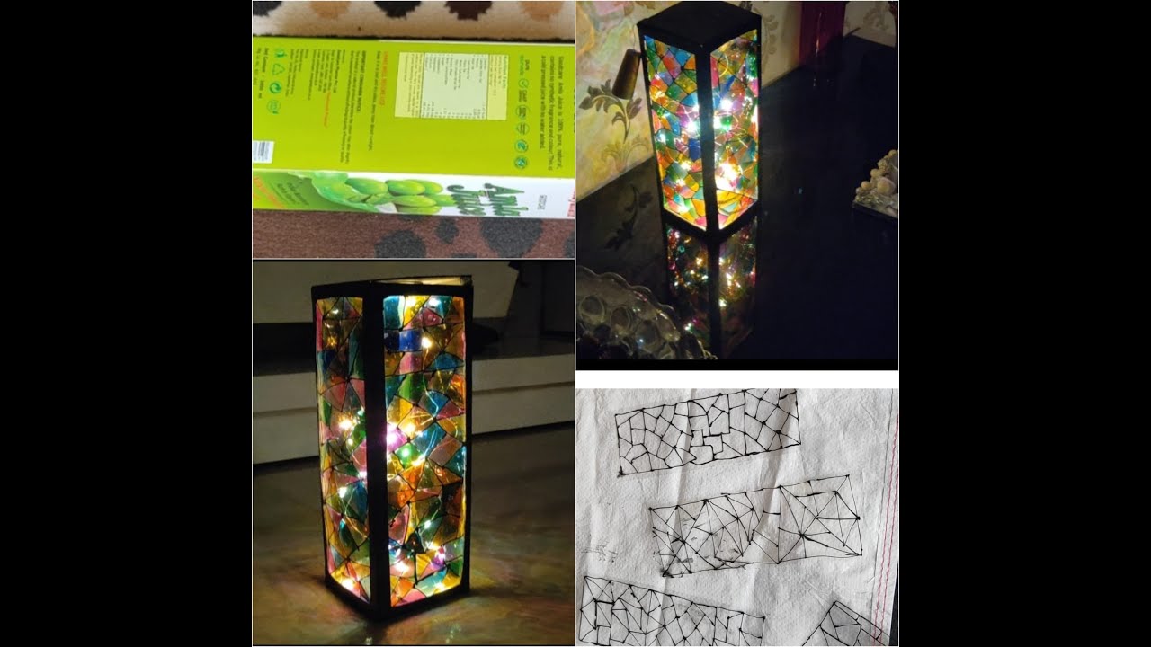 DIY || Table Lamp || Table Lamp making from cardboard box || festival ...