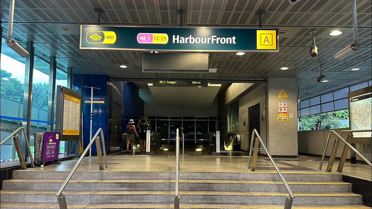 Entering HarbourFront MRT Station - YouTube
