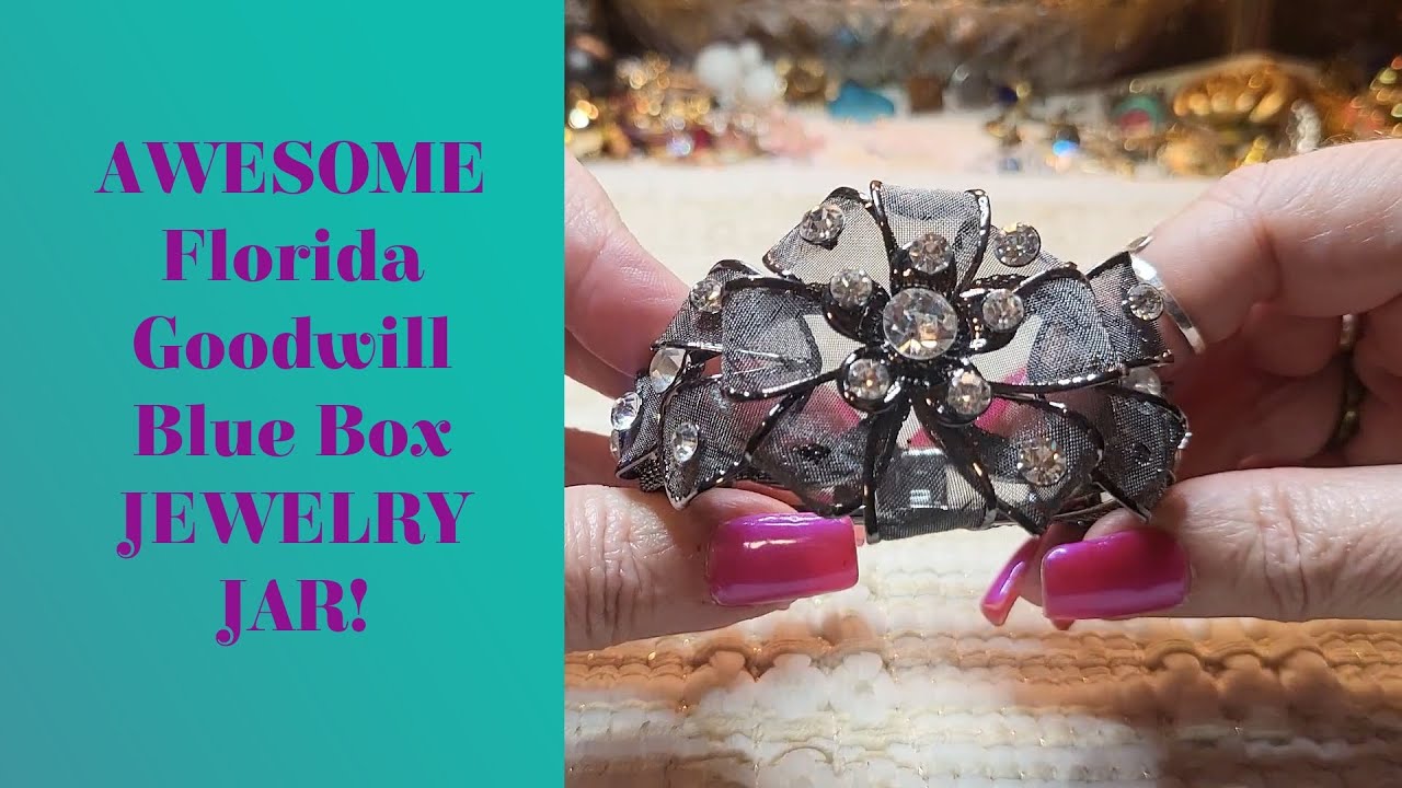 AWESOME Florida Goodwill Blue Box JEWELRY JAR! - YouTube