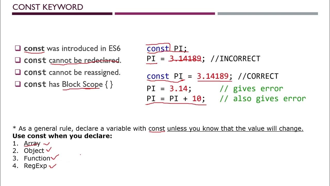 9. JavaScript const variable - Const nedir? - YouTube