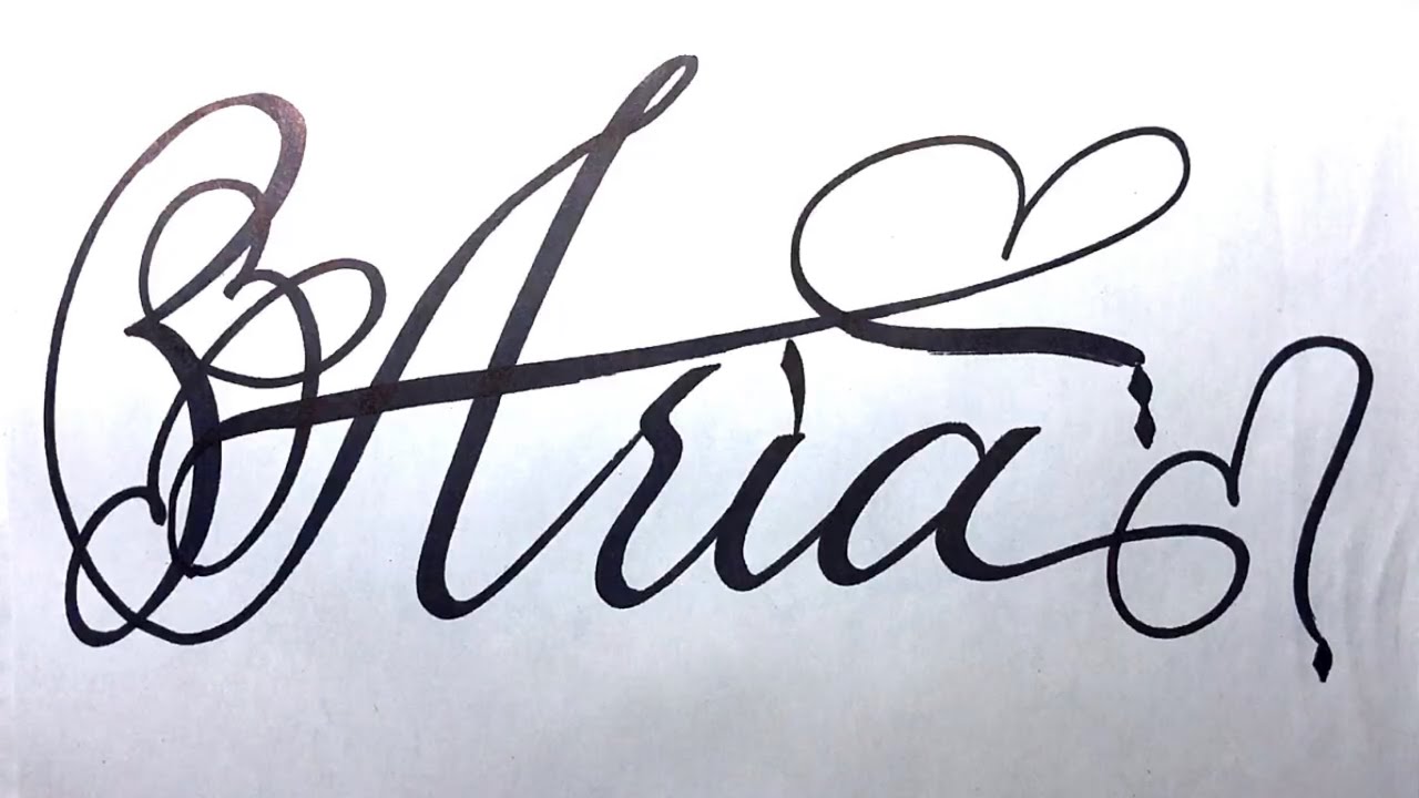 Aria Name Signature Calligraphy Status | #moderncalligraphy #cursive # ...