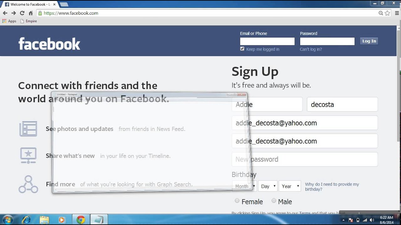 set up facebook account - YouTube