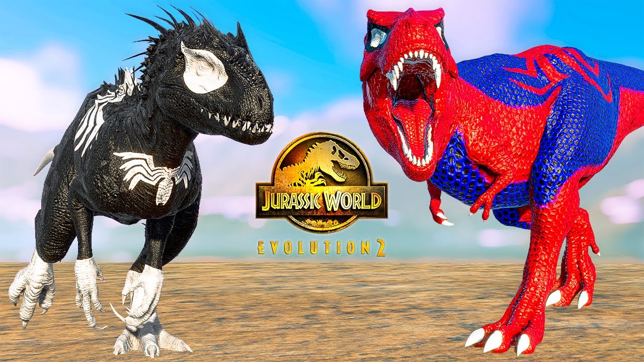 Venom Indominus REX VS Spiderman Tyrannosaurus REX, Dinosaurs Battle 🦖 ...