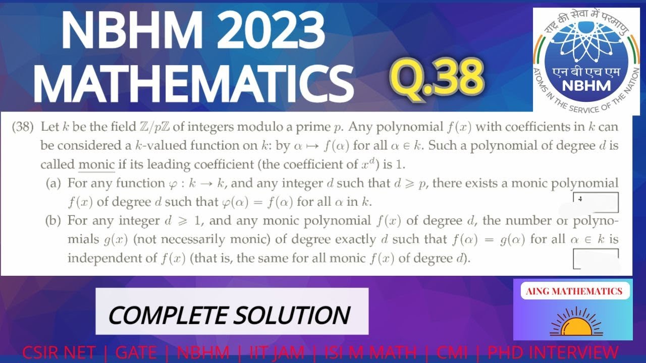 NBHM 2023 | Question 38 Solution – Monic Polynomials and Modular ...