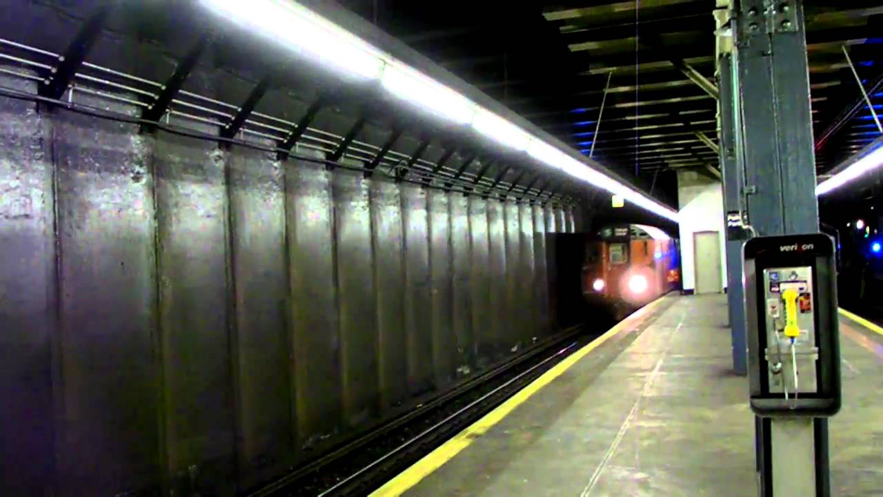 IRT 7 Car Redbird (R28-36WF) and Gel Train on the (5) line passes ...