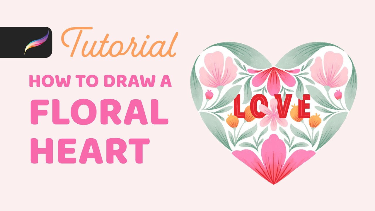 Symmetrical Drawing Tutorial: Draw a Floral Heart - YouTube