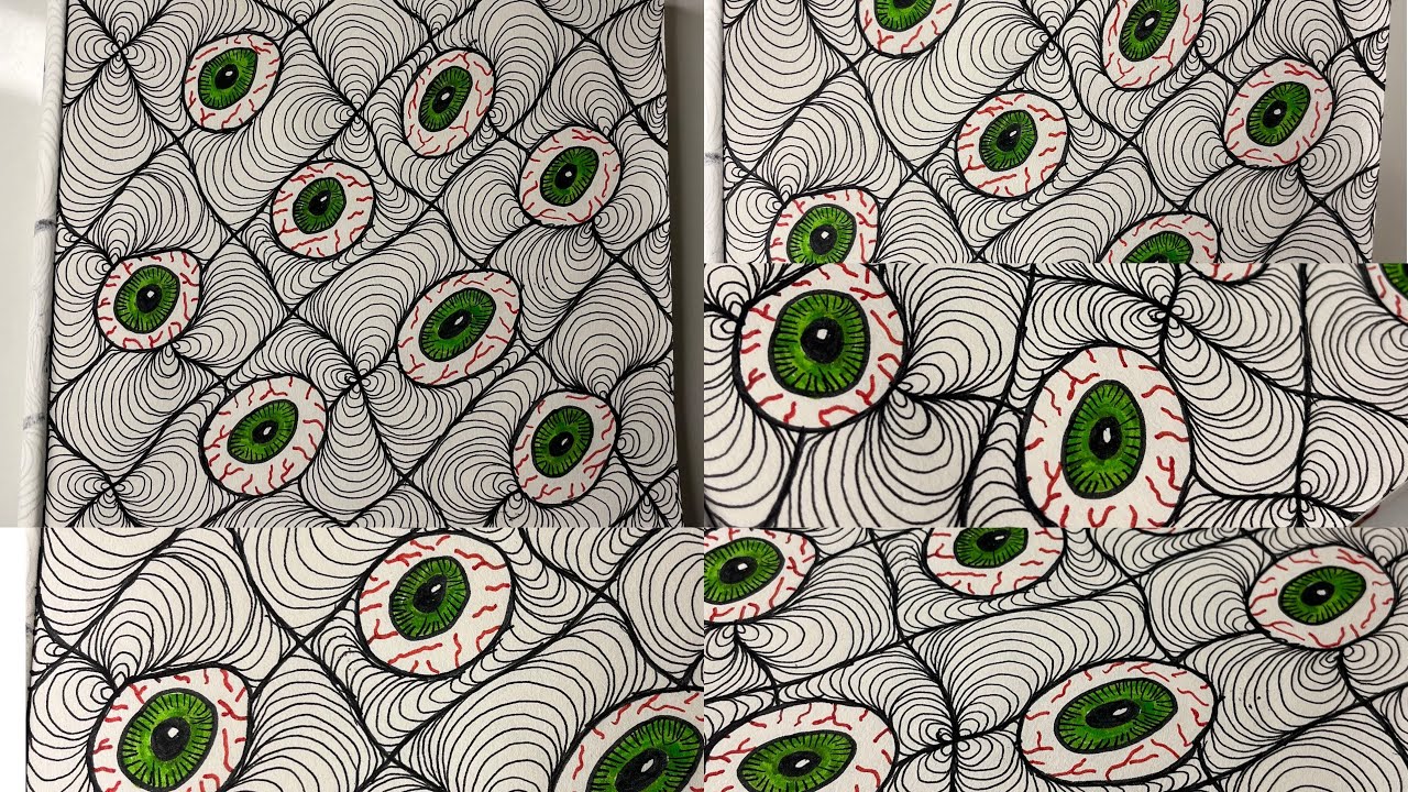 👁️ Creepy Halloween Zentangle Art | Spooky Drawing Idea - YouTube