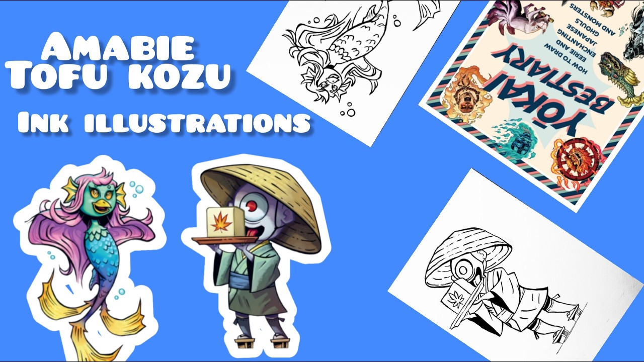 👹 Mysterious Yōkai: Amabie & Tōfu-kozō Speed Paint Ink Illustration ...