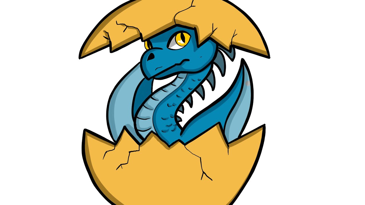How to draw Baby Dragon Hatching From Egg - YouTube