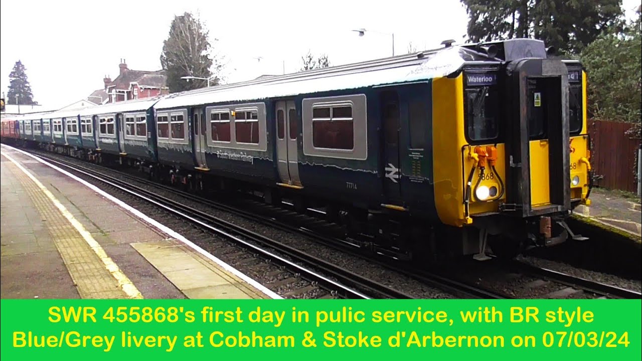 455868's first day in public service in BR retro Blue/Grey livery ...