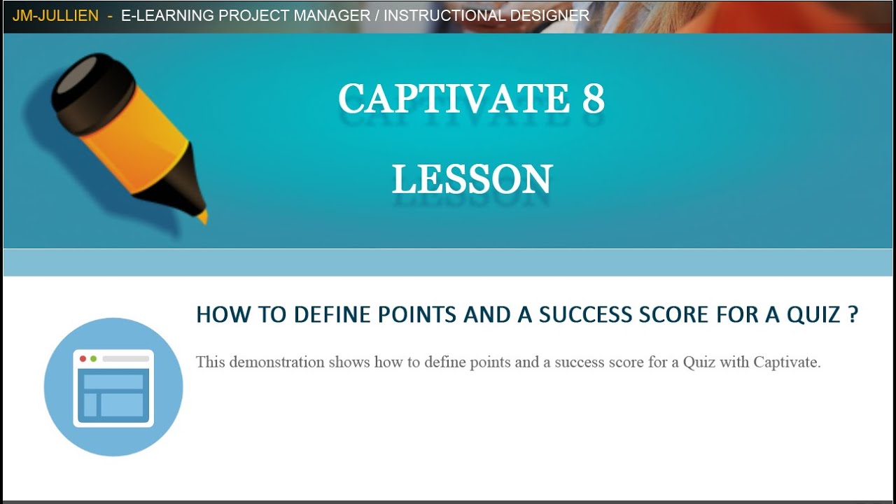 Adobe captivate 8: How to define points and a success score for a quiz ...