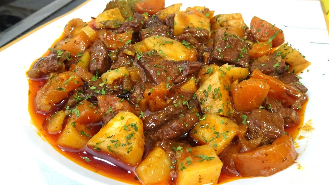 Carne de ternera estofada al vino tinto con papas en olla express ...