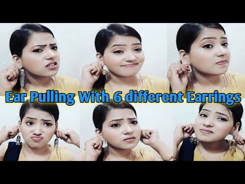 Self Ear Pulling Challenge With 6 Different Earrings ||😱Omg कान की हालत ...