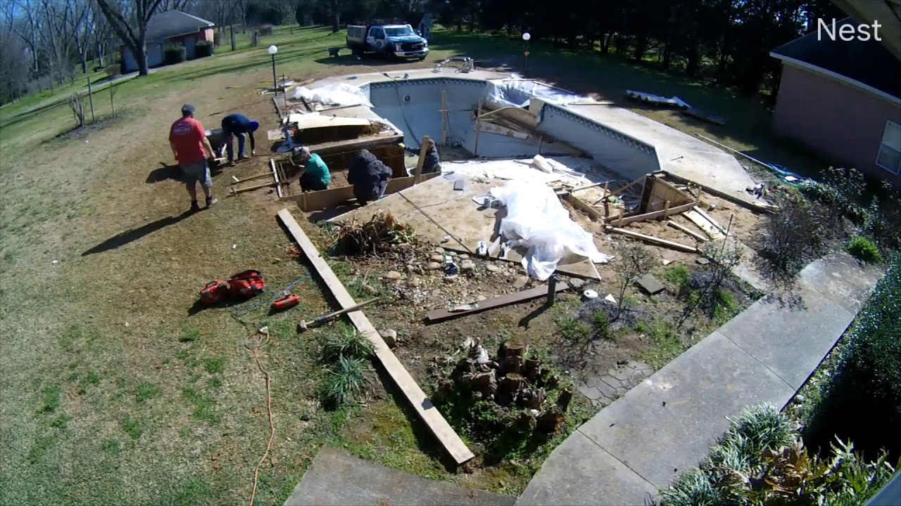 Nest video timelapse video of pool renovation - YouTube