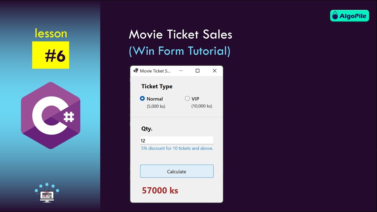 Movie Ticket Sales (Win Form Tutorial with C#, Lesson 6) - YouTube