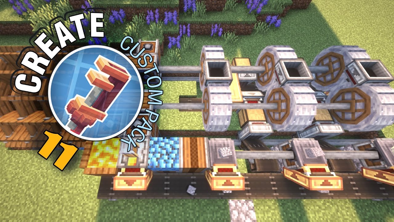 Turn Cobblestone into Dust with Create Crushing Wheels in Minecraft Ep.11 Custom Minecraft Mod ...