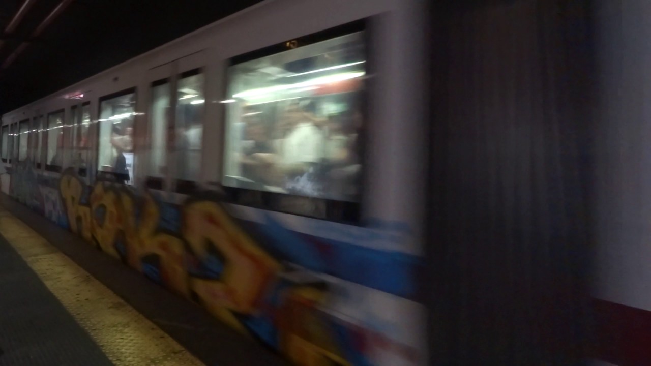 Rome Metro Line A train arriving at Barberini - YouTube