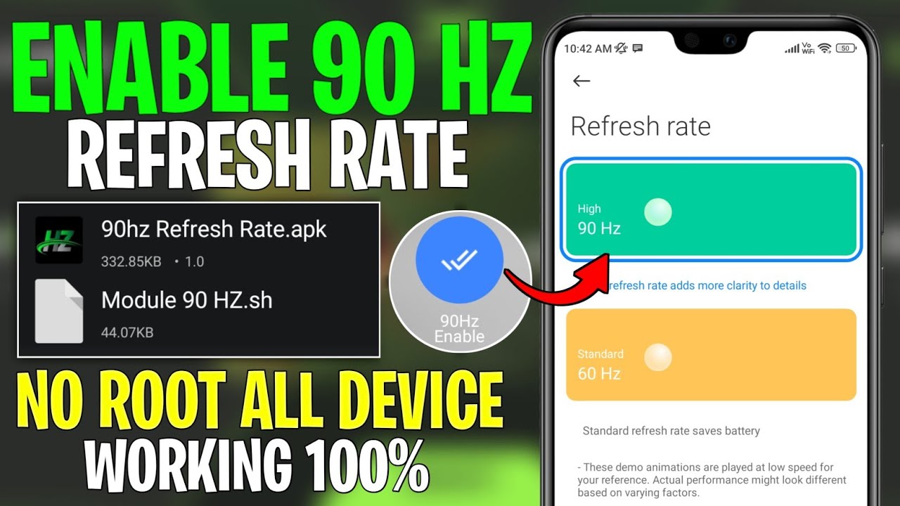 Enable 90 Hz Refresh Rate On Any Android | Max FPS & FIX Lag ! No Root ...