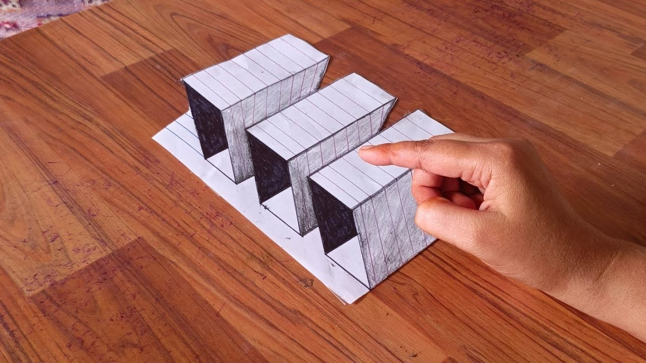 Optical illusions 3d drawing || Easy 3d drawing on paper for beginners ...