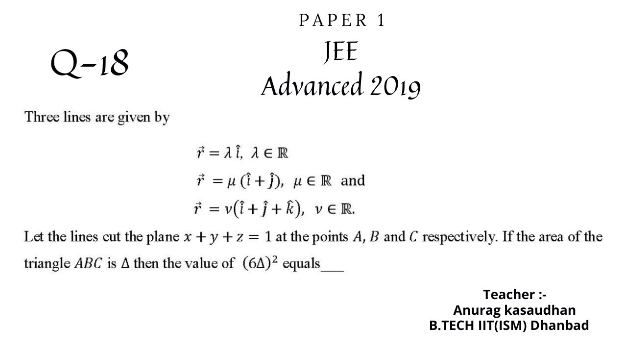 JEE Advanced 2019 Math Paper 1 (Q 18) solution | IIT JEE Maths | # ...