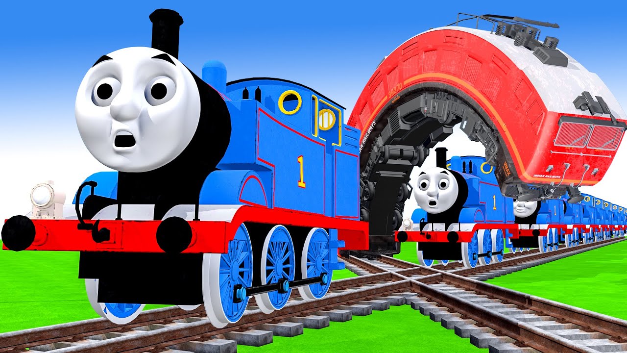 【踏切アニメ】あぶない電車 Vs Ms Thomas the Train and 2 Rails🚦 Fumikiri 3D Railroad Crossing Animation #train ...