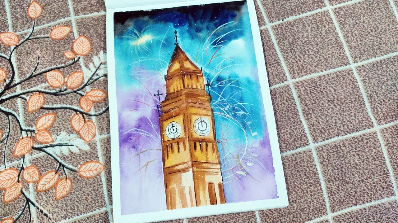 London Fireworks / Easy Watercolor Painting Tutorial Step by Step / New ...