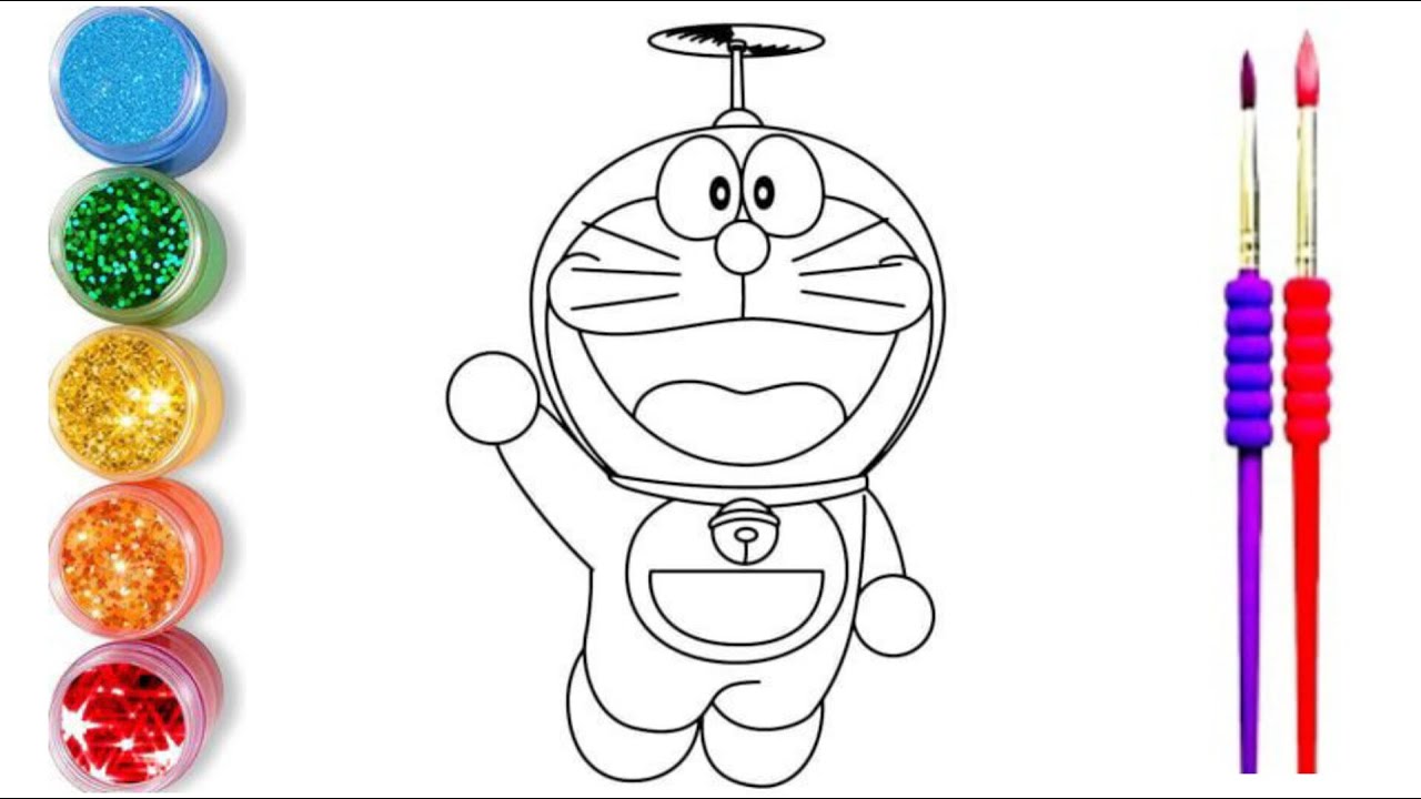 draw and colour of Doraemon for kids / learn to draw a Doraemon cartoon ...
