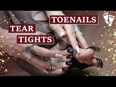Ripped Tights 💕 Long  black toenails