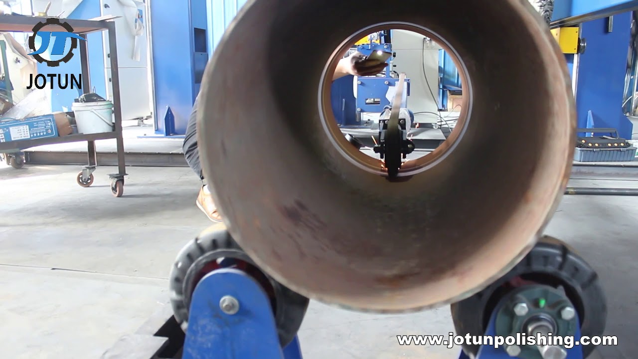 Small diameter tank inside surface polishing machine - YouTube