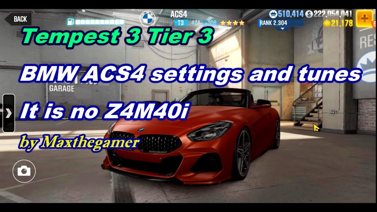 CSR 2 | CSR Racing 2, BMW ACS4 Tempest 3 Tier 3 settings and tunes, It ...