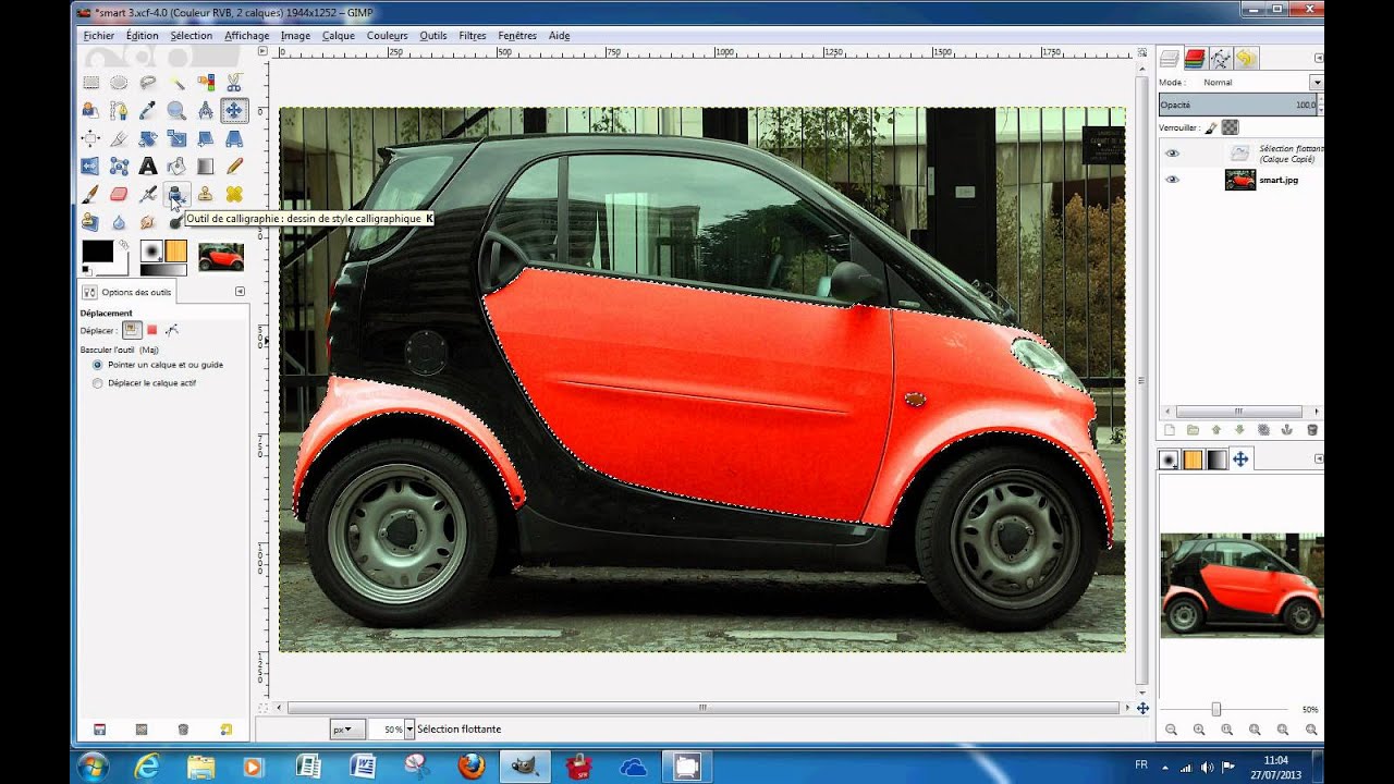 changer la couleur d'une carrosserie avec Gimp - YouTube