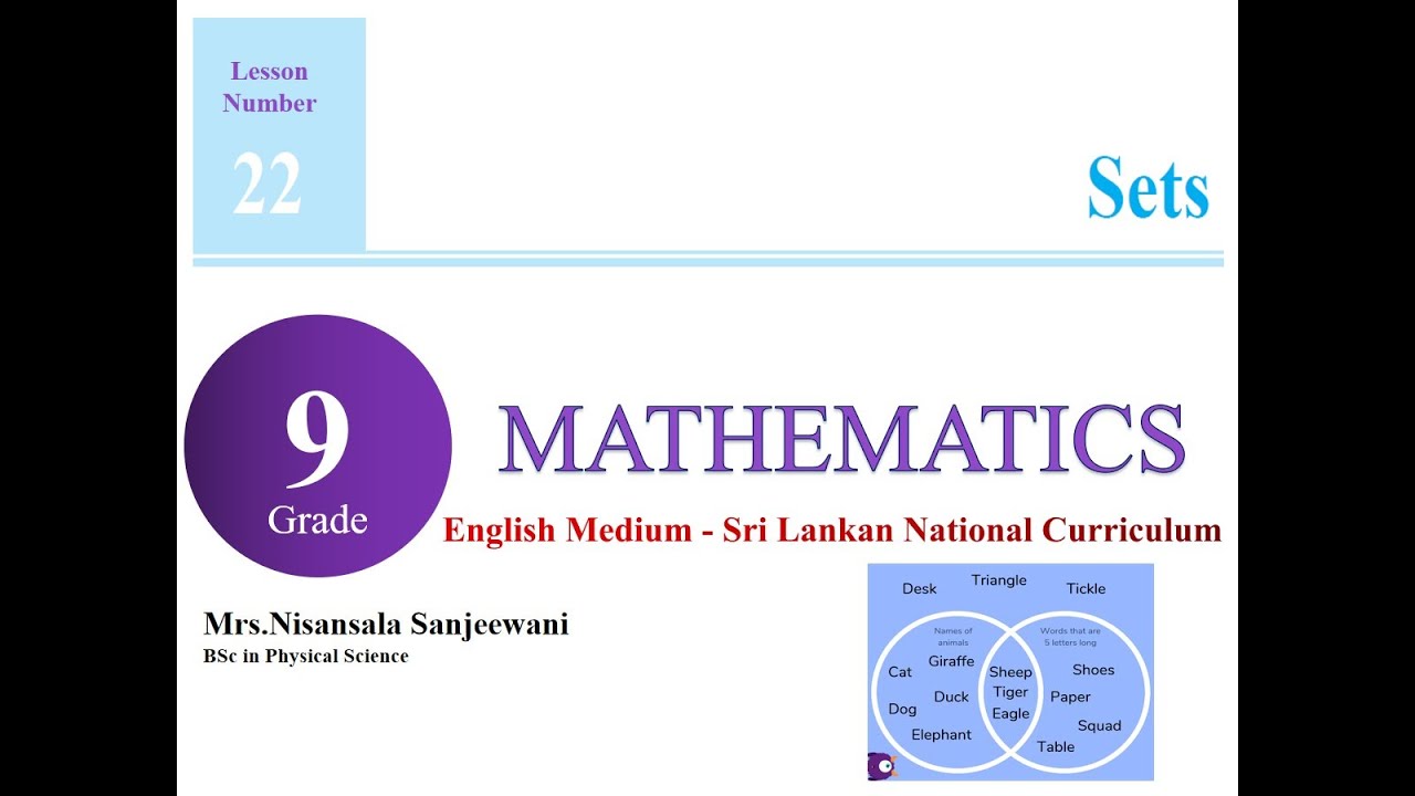 Sets - Grade 9 - 22nd lesson - Maths English Medium - Sri Lankan ...