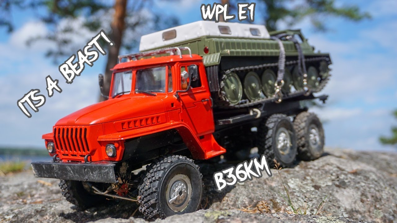 The B36KM really IS A BEAST! Hauling my WPL E1 Gaz 71 on the trail! - YouTube