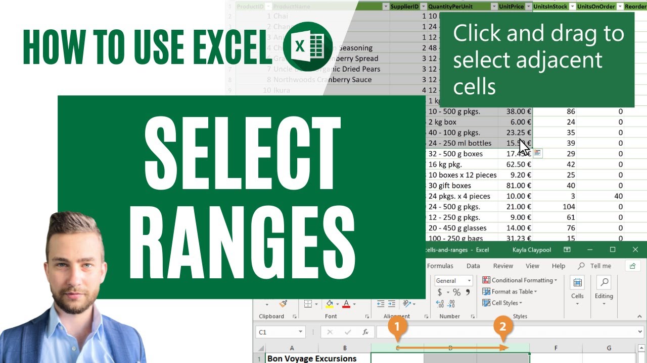 How To Select Cell Ranges in Microsoft Excel (Beginners - Unit 5) - YouTube