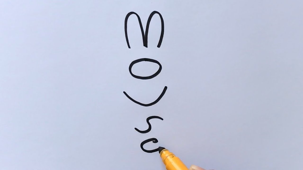 How to Draw Mickey Mouse from word Mouse | Most Easiest Drawing for All ...