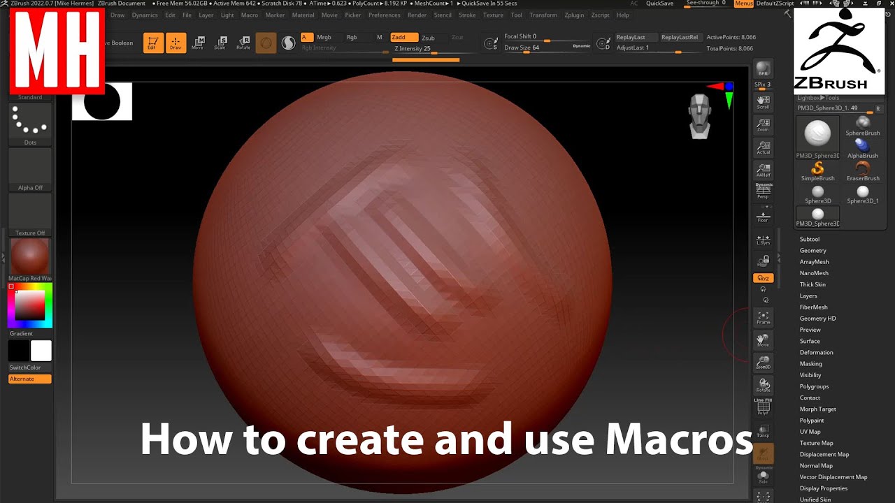 ZBrush 2022 tutorial : How to create and use a MACRO and make your life MUCH easier - YouTube