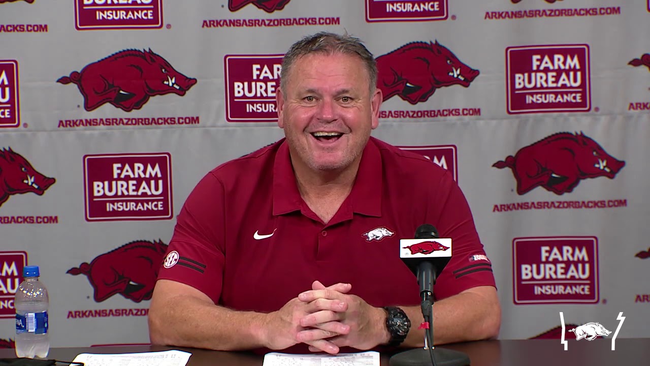 Razorback Football: Coach Pittman Postgame Press Conference - YouTube