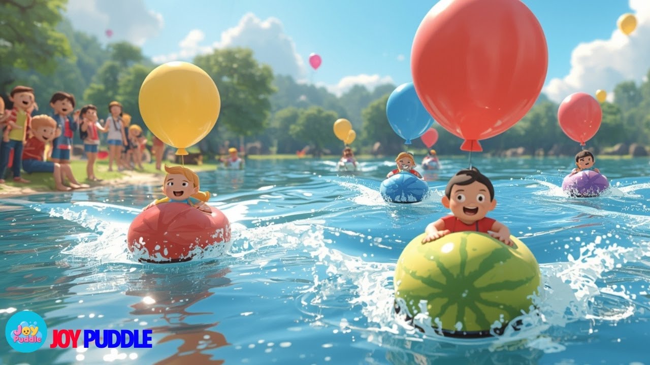 Balloon Boat Fun Run on Water 🌊🎈 Joy Puddle - YouTube