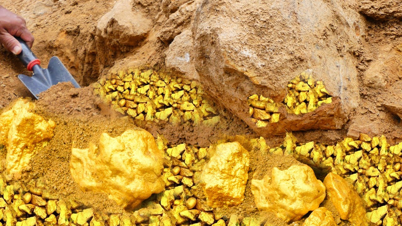 Wow finding gold! found a lot of gold under the rock at mountain -gold ...