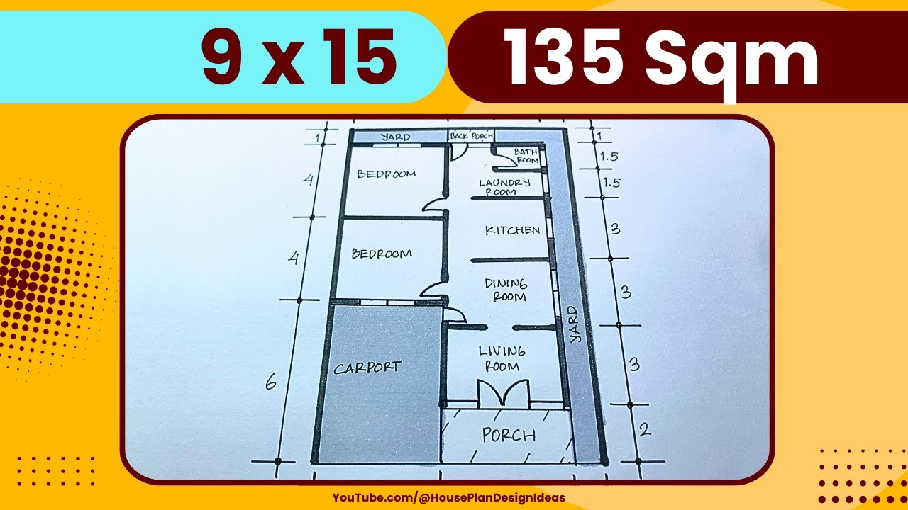 9x15 House Plan Design 135 square meter 2 Bedroom - YouTube