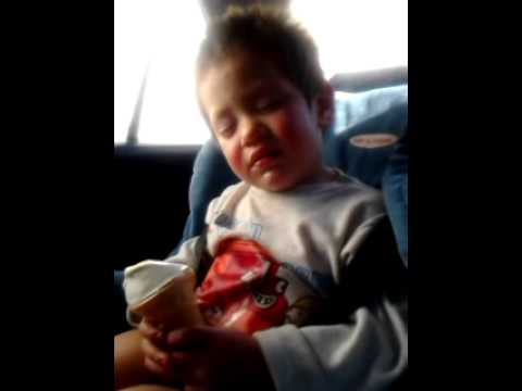 Funny baby falling asleep eating his ice cream - YouTube