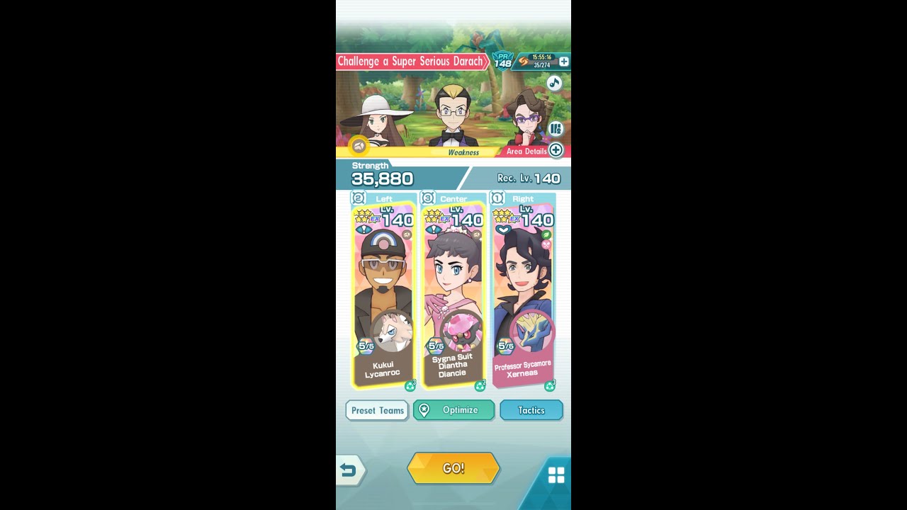 Clearing Super Serious Darach with 5/5 SS Diantha, 5/5 Kukui and 5/5 ...