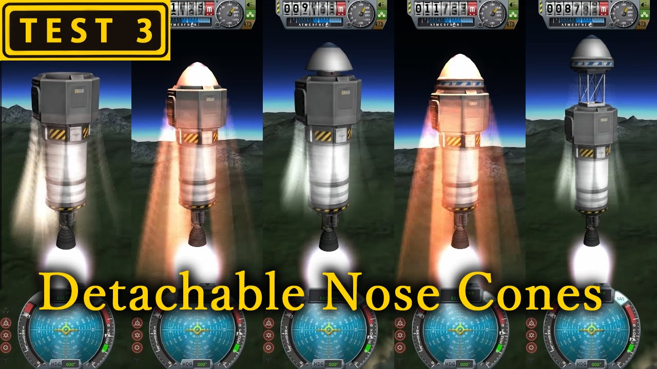 KSP Test 3 - Detachable Nose Cones Bug ??? - YouTube