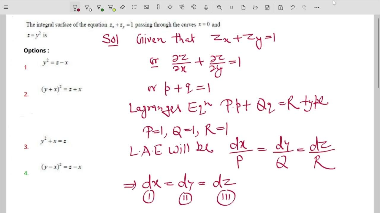 #Partial_Differential_Equatios_Integral_Surface_Passing_through_the_Given_Curve_TS_SET_2024 ...