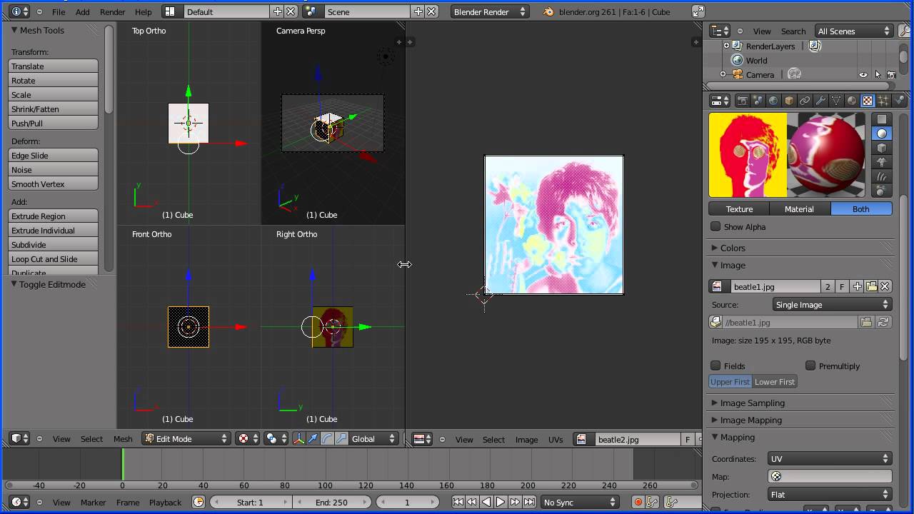 Blender 2.6 UV Mapping Tutorial Making a Beatles Cube Mapping Multiple Images to the Faces of a ...