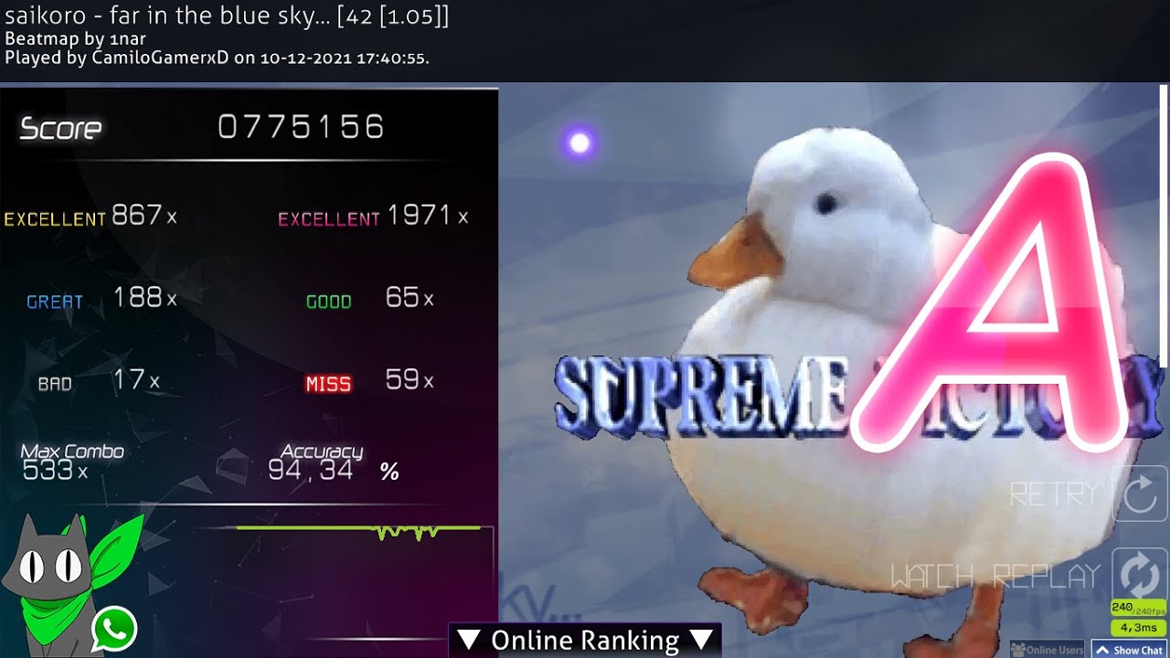 7.75★ saikoro - far in the blue sky... 1.05x 775K 94.34%!!! - YouTube