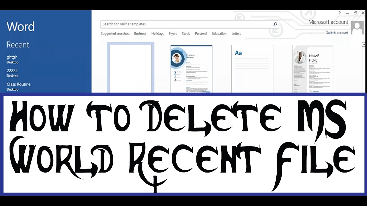 How To Delete All Recent File In MS Word YouTube How To Delete All Recent File In MS Word YouTube