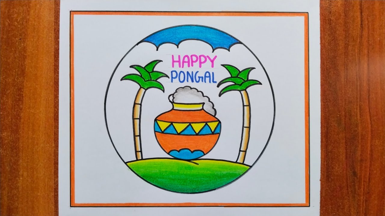 Pongal Drawing Easy / Pongal Festival Drawing Easy / Pongal Pot Drawing ...