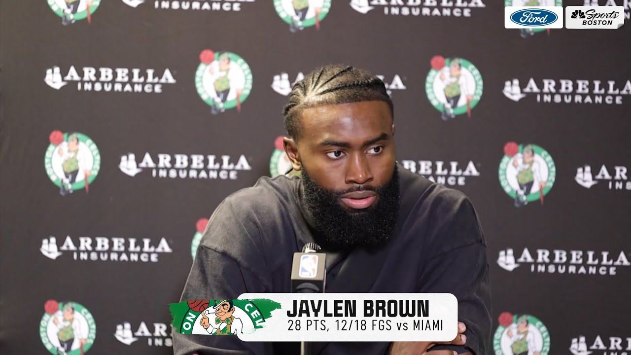 PRESS CONFERENCE: Jaylen Brown on Celtics winning against Miami;sends ...