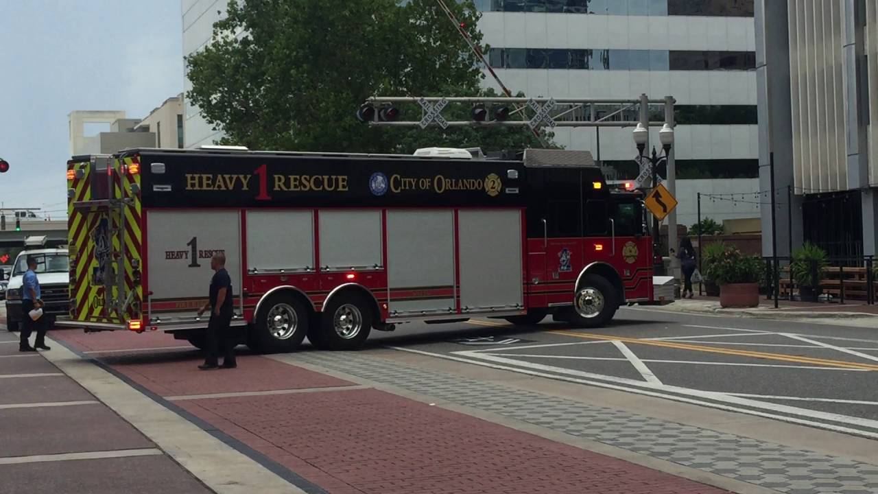 ORLANDO FIRE DEPARTMENT HEAVY RESCUE 1 RETURNING TO QUARTERS, "THE BIG ...